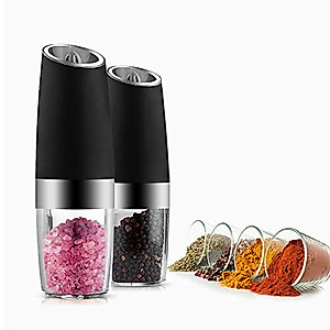 Pepper Grinder Gravity Sensitive Home Kitchen Blue LED Seasoning Stainless Steel Multi-Function Adjustable Thickness Easy To Operate Pepper Mill,B,7.95in