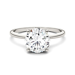 Charles & Colvard Created Moissanite 8mm Round Cut Engagement Ring for Women | 1.9 cttw DEW | Lab Grown | Solid 14K White Gold with Rhodium | Size 7