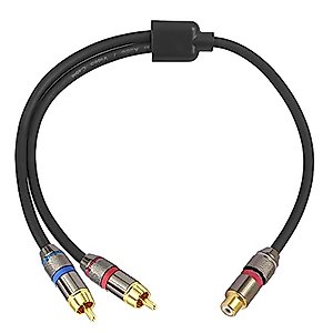 YABEDA RCA Female to Dual RCA Male Y Splitter Cable,Gold Plated RCA (1 Female to 2 Male) Stereo Audio Y Adapter Cable - 1.6feet/50cm