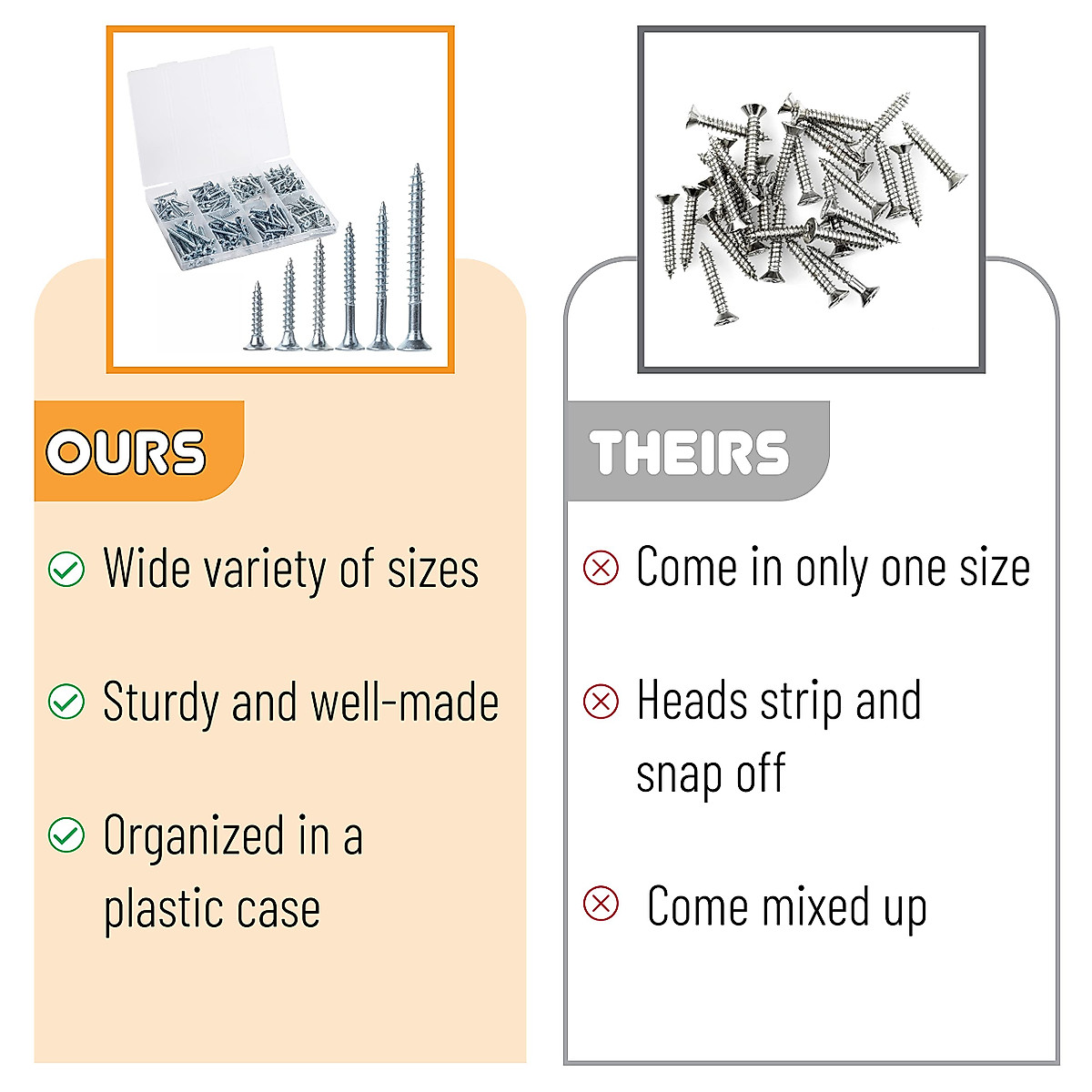 Mr. Pen- Wood Screws Assortment Kit, 152 pcs, Phillips Tips, Wood Screws, Screws, Assorted Screws, Screws Set, Flat Head Screws, Assorted Wood Screws, Screws Assortment, Screw Set Assortment