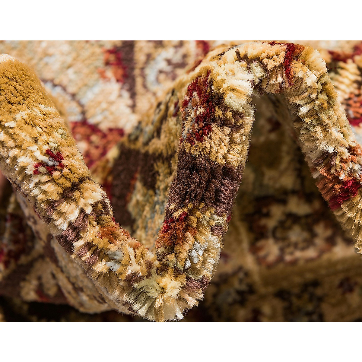 Unique Loom Voyage Collection Traditional Oriental Classic Intricate Border Design Area Rug, 9' 0" x 12' 0", Gold/Brown