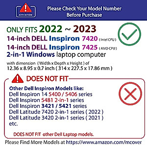 mCover Case ONLY Compatible with 2022～2023 14" Dell Inspiron 7420/7425 2-in-1 Windows Notebook Computer (NOT Fitting Any Other Dell Models) - Black