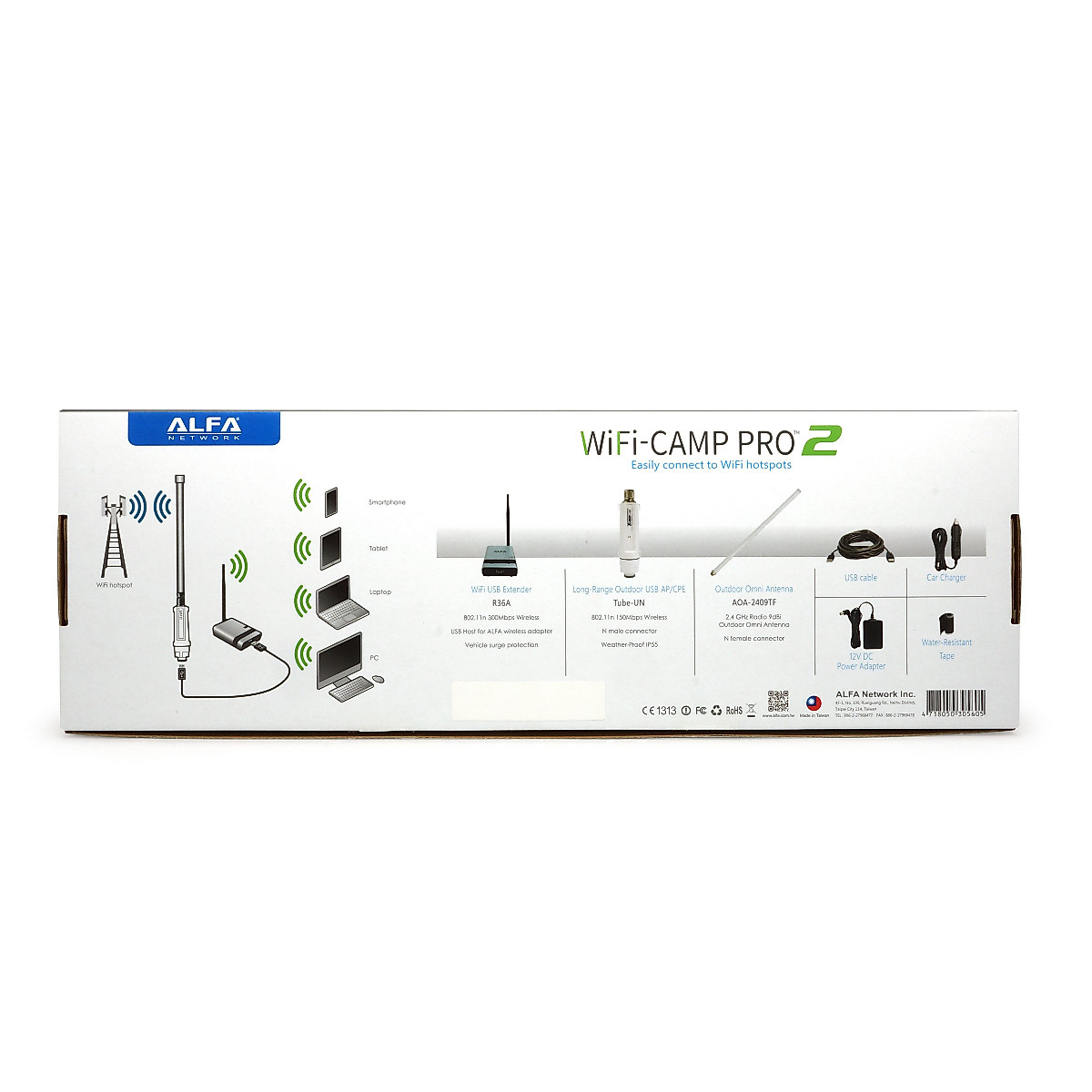 ALFA Network WiFi CampPro 2 Universal WiFi/Internet Range Extender Kit for Caravan/Motorhome, Boat, RV