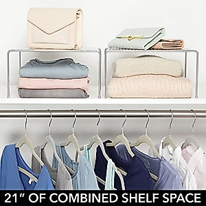 mDesign Modern Metal Square Closet, Cabinet, Countertop Organizer Storage Shelf for Bedrooms, Bathrooms, Entryways and Hallways - Durable Steel, Non-Skid Feet - 4 Pack - PC Silver