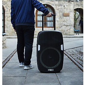 Altec Lansing SoundRover Wireless Trolley Bluetooth Speaker with Microphone, Rechargeable System Speaker for Parties, Karaoke DJ Speaker with Led Lights and USB Smartphone Charger