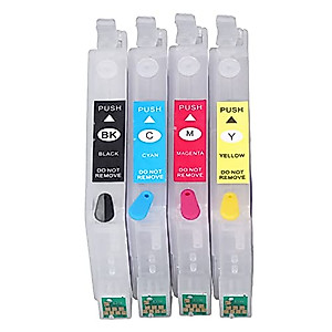 Hilitand 4Pcs Printing Ink Cartridge PP Material Ink Cartridge Printing Cartridge with Permanent Chip for Reusable Printer (T0561/T0562/T0563/T0564)