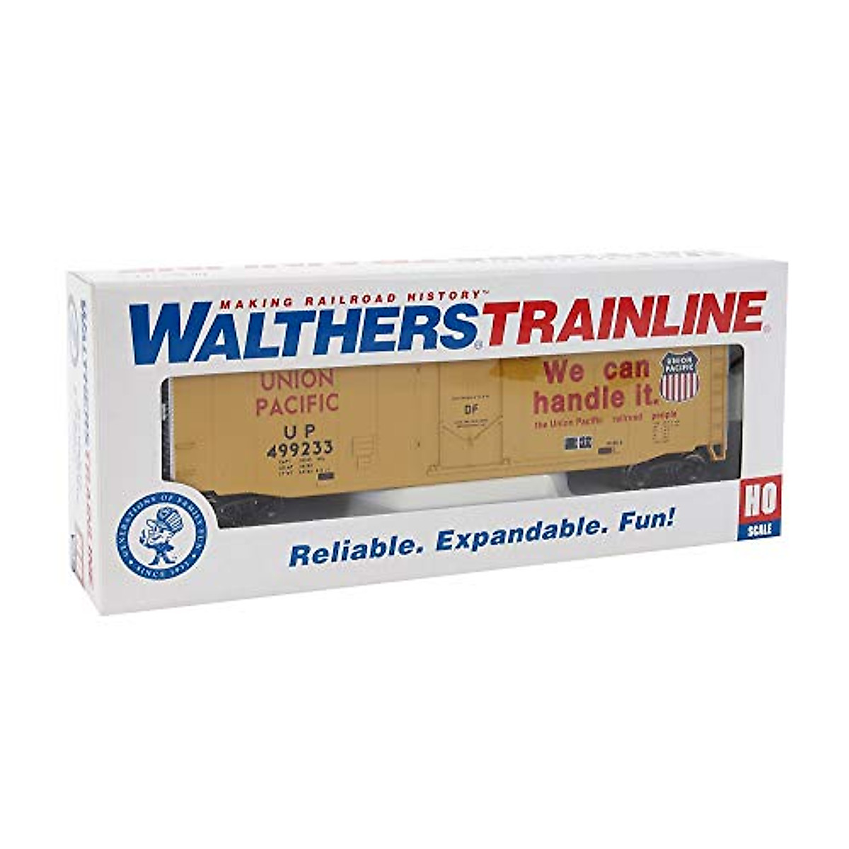 Walthers Trainline HO Scale Model 50' Plug-Door Boxcar with Metal Wheels Union Pacific