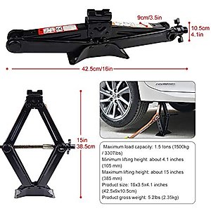 CPROSP Scissor Jack for car/SUV/MPV max 1.5 Tons(3,307 lbs) Capacity with Hand Crank Trolley Lifter with Ratchet, Just for Emergency Use, not for Weekly Projects