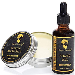 Beard Grooming & Trimming Kit for Men Care - Beard Brush, Beard Comb, Unscented Beard Oil Leave in Conditioner, Mustache & Beard Balm Butter Wax Growth, Styling Scissors - Stocking Stuffers Gift set