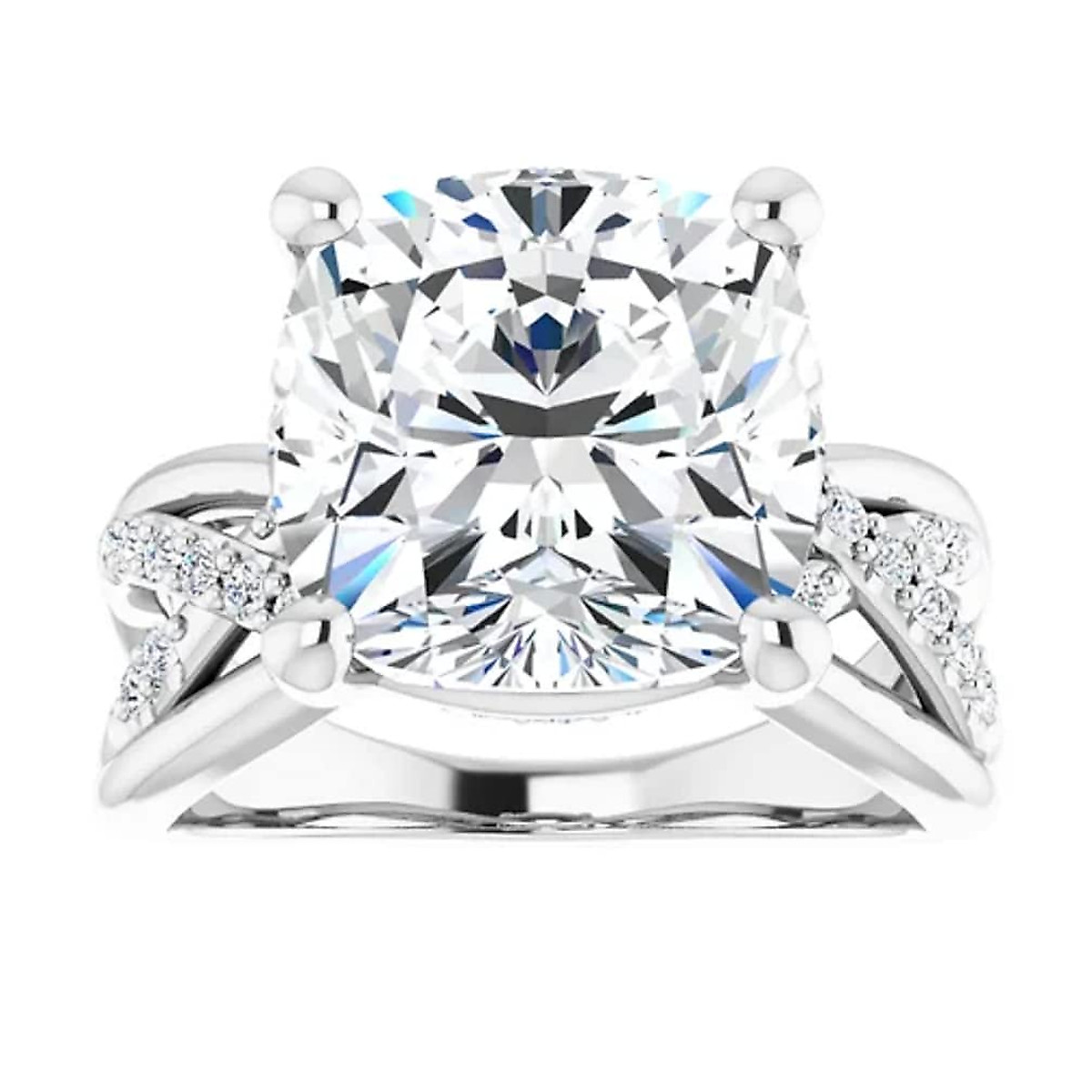 JEWELERYIUM 6 CT Cushion Cut Colorless Moissanite Engagement Ring, Wedding/Bridal Ring Set, Solitaire Halo Style, Solid Sterling Silver Vintage Antique Anniversary Promise Rings Gifts for Her (4.5)