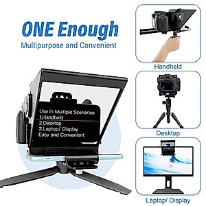 ILOKNZI Portable Mini Smartphone Teleprompter, for Laptap and DSLR Camera, for Online Meeting and Making Videos with a Carrying Bag