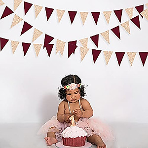 30 Ft Burgundy Party Decorations Champagne Gold Burgundy Triangle Banner Flag Bunting Pennant for Engagement Anniversary Wedding Bridal Baby Shower Birthday Bachelorette Hen Party Decorations supplies