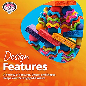 Super Bird Creations SB736 Wiggles and Wafers Bird Toy, Medium Bird Size, 3” x 5” x 9”