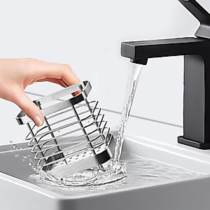 IWNTWY Utensil Holder, Stainless Steel Utensil Drying Rack with Detachable Base, Dish Drainer for Kitchen Counter, Silverware Cutlery Flatware Holder Forks, Knives, Spoons, Chopsticks Organizer