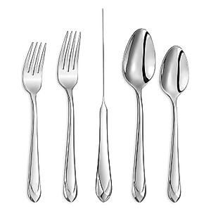 KEAWELL Elena Silverware Set, Service for 4, 18/10 Stainless Steel, Mirror Finish, Dishwasher Safe