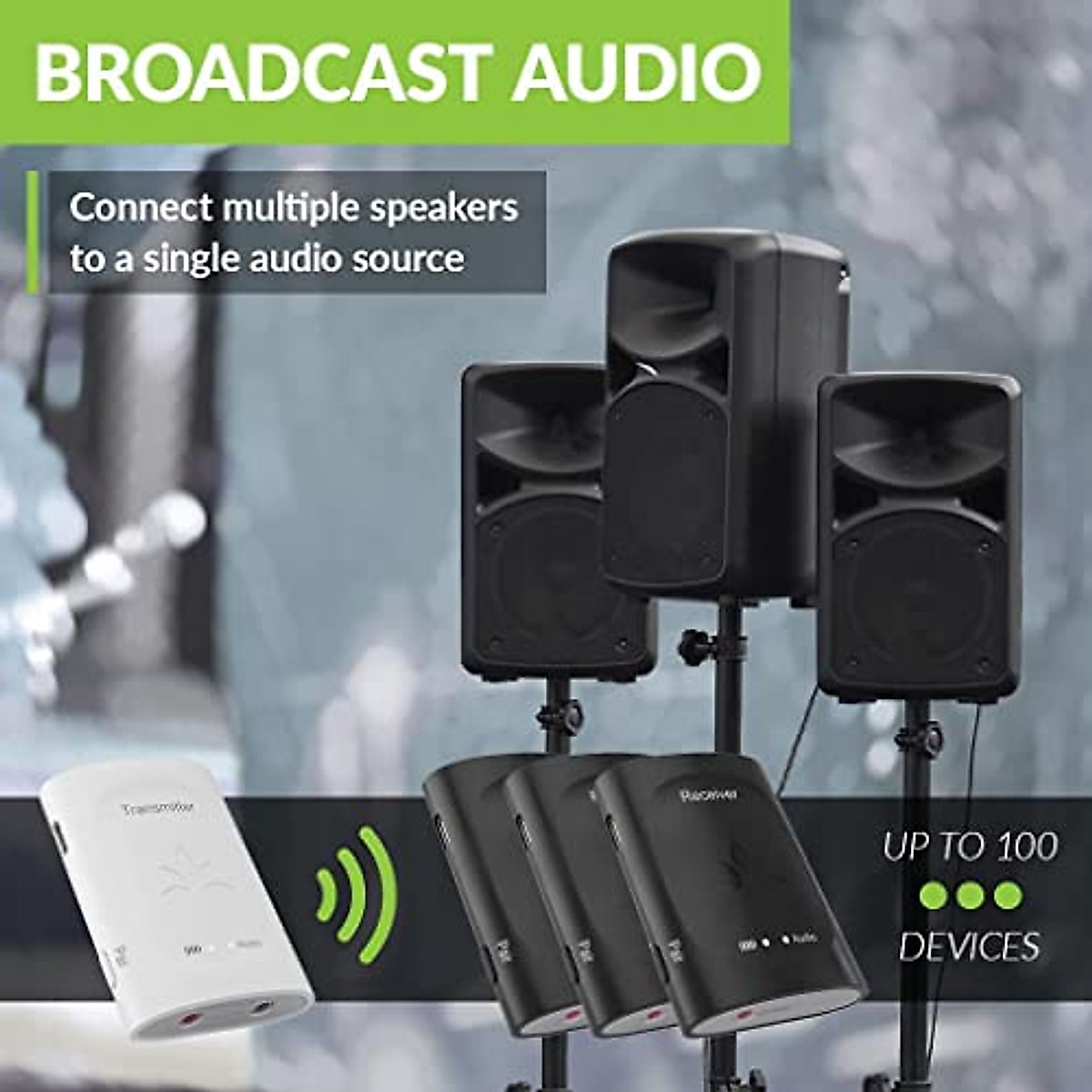 Avantree Audiplex 2403s & TR2403S Receiver, Bundle: Multiple Wireless Transmitter & Receiver, Scalable to 100PCS Headphones/Speakers