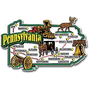 Pennsylvania Jumbo State Magnet by Classic Magnets, 4.3" x 2.7", Collectible Souvenirs Made in The USA