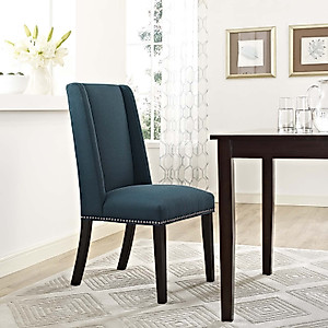 Modway MO- Baron Modern Tall Back Wood Upholstered Fabric, Dining Chair, Azure
