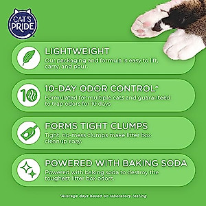 Cat's Pride Premium Lightweight Clumping Litter: Pure & Fresh - Up to 10 Days of Powerful Odor Control - Multi-Cat, Scented, 10 Pounds