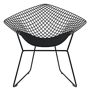 Aron Living Diamond 16" Mid-Century Metal Chair with Seat Pad in Black