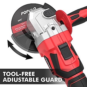 POPULO 20V Cordless Angle Grinder tool with Brushless Motor,Compatible 4-1/2 Inch Wheel,Metal Grinders W/4.0Ah Battery,Equipped 5” Grinding Wheel,Cutting Wheel,Flap Disc and Carving Disc