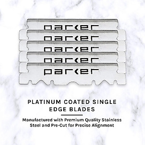 Parker SRB Straight Edge Disposable Blade Professional Barber Straight Edge Razor with Stainless Steel Blade Arm, 5 Parker Premium Professional Blades Included