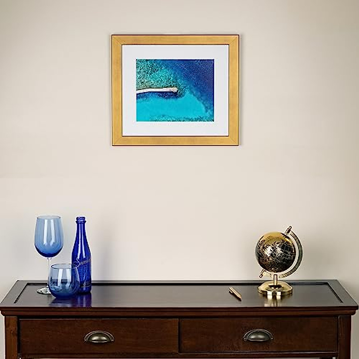 ArtToFrames 17x23 Inch Gold Picture Frame, This 1.25 Inch Custom MDF Poster Frame is Muted Gold Glow - Comes with Economy Acrylic and Corrugated Backing (2WOMBW26-1619-17x23)