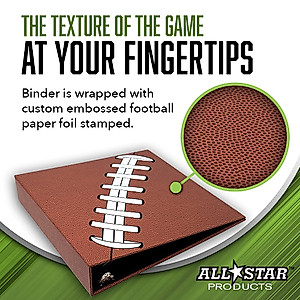 Pigskinz Textured 3-Ring Football Card Binder by All Star Products | Looks and Feels Like a Real Football | Patented Textured Card Protection Album | Perfect for Football Fans and Card Collectors