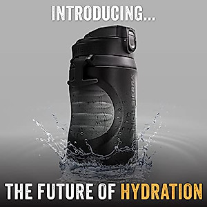 HIGH SIERRA, [BPA FREE] 64 OZ Insulated Water Jug, [Silicone Spout – NO MORE TEETH BUMPS] Built-in Fence Anchor, Keeps Iced Water Cold for Hours, EXTRA LARGE Sports Bottle, Black