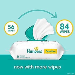 Baby Wipes, Pampers Sensitive Water Based Baby Diaper Wipes, Hypoallergenic and Unscented, 1X Pop-Top Pack, 56 Total Wipes (Packaging May Vary)