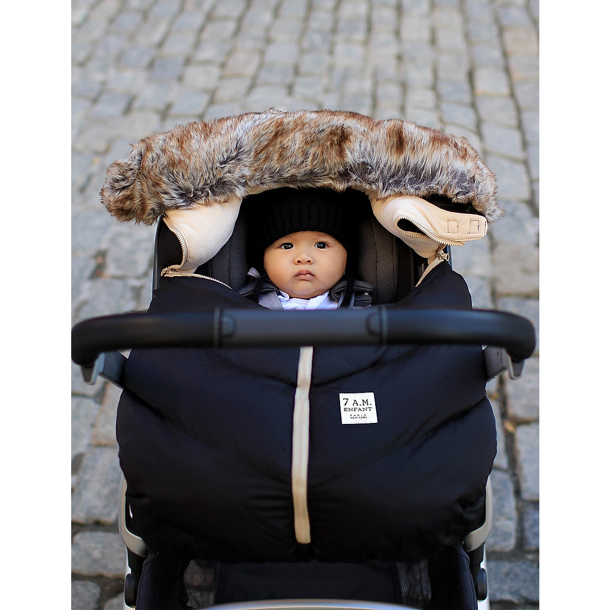 7AM Infant Car Seat Cover - Winter Puffy Cover with Center Zipper for Baby Boys & Girls, Lightweight, Windproof & Water-Repllent Outer Shell, Universal Fit for Infant Car Seat | (0-12M)