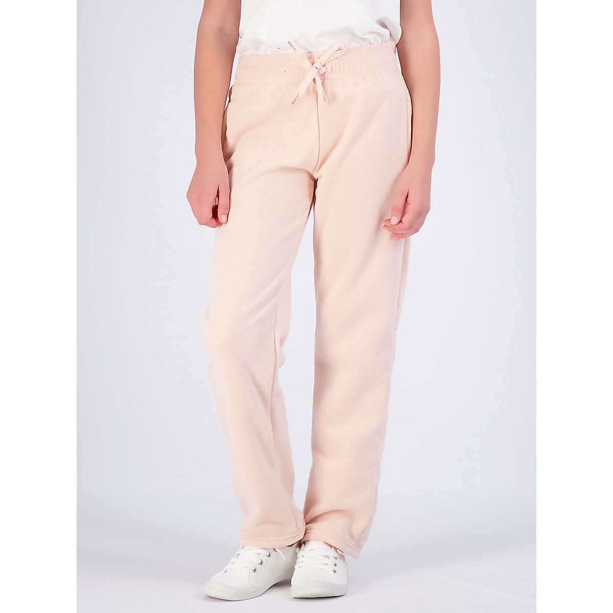 Real Essentials Girl's Fleece Sweatpants | Soft Athletic Joggers with Pockets for Teens & Kids | Casual Lounge & Sports - Set 8, X-Large (Pack of 3)