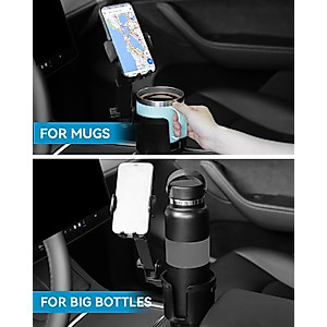ENQINN Cup Holder Phone Mount for Car with Expandable Base, 2-in-1 Adjustable Cup Cellphone Holder Mount Compatible with iPhone Samsung Pixel and All Smartphones and Other Bottles Mugs in 3.4"-4.0"