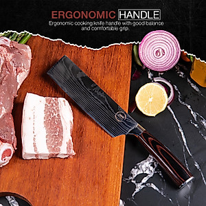 Housewish 8 PC Chef Knives - High Carbon Stainless Steel Knives With Pakkawood Handles | Best Kitchen Knives & Include A Magnetic Strip Holder | Japanese Knives - Home & Professional Chef's Knives Set