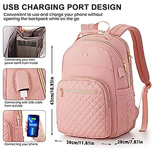 RJEU Girls School Backpack,Cute Backpack for Women with Laptop Compartment,Teen Bookbag for College Travel Work,Mochilas Escolares para Niñas,Pink