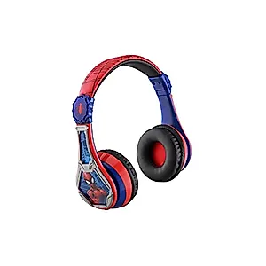 eKids Spiderman Wireless Bluetooth Portable Headphones with Microphone, Volume Reduced to Protect Hearing Rechargeable Battery, Adjustable Kids Headband for School Home or Travel