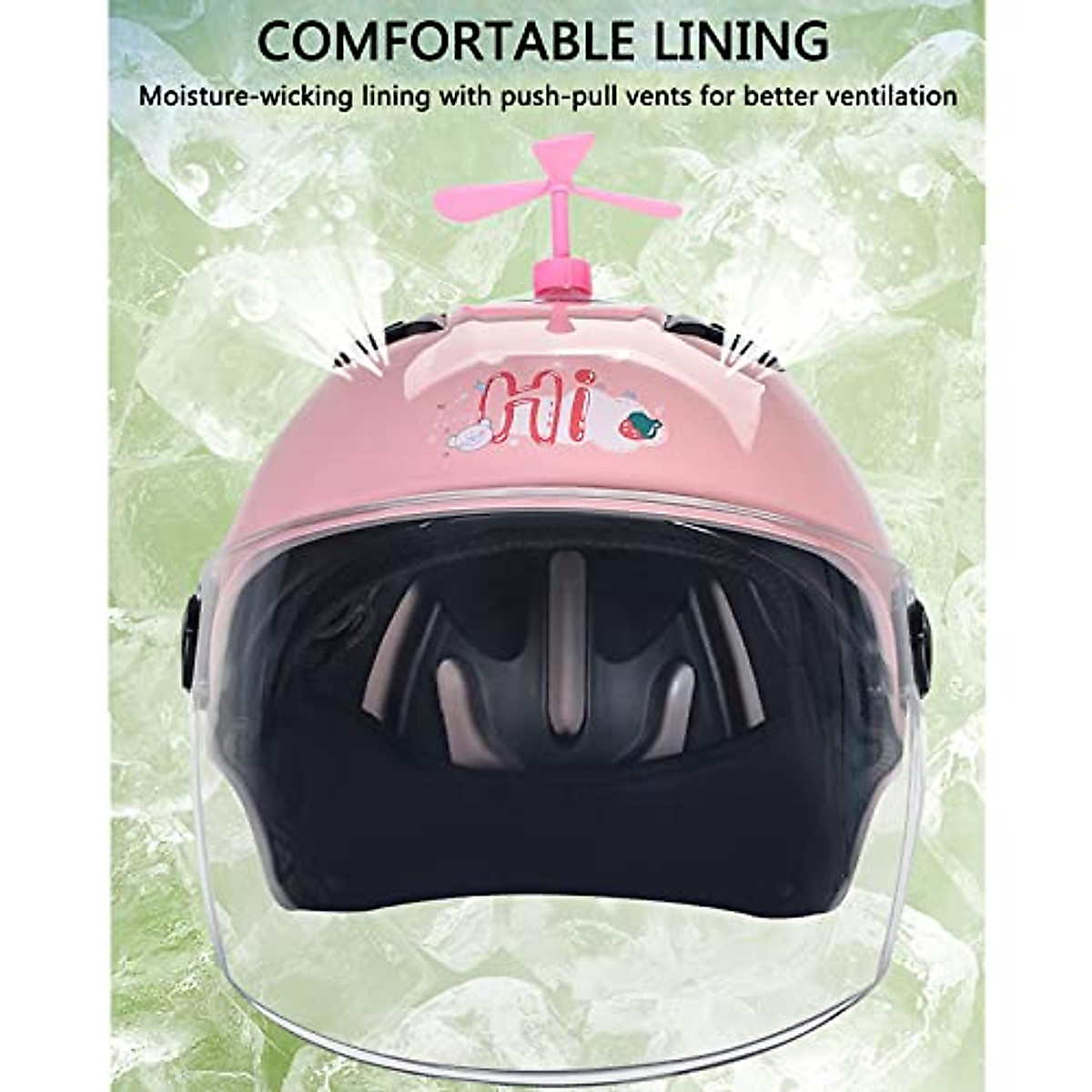 Open Face Motorcycle Helmet with Tinted Visor, 3/4 Fashion Classic Moped Helmet for Adult Women Men, Half Face Vespa Motorcycle Helmets for Scooter, DOT/ECE Approved,Beige Smile,One Size