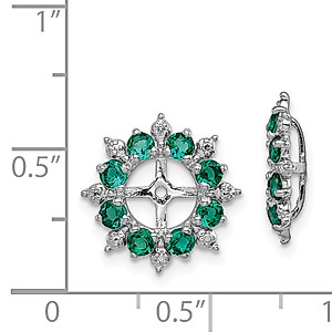 Sterling Silver Diamond and Lab-Created Emerald HaloEarring Jackets 6mm Studs