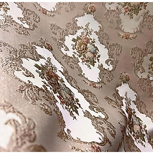 Decora Furnishings Luxurious Woven Jacquard Victorian Floral Damask Design Heavy Fabric for Upholstery Chair Window Treatment Craft - Renaissance Rococo - 54" Width - Fabric by The Yard (Peach)