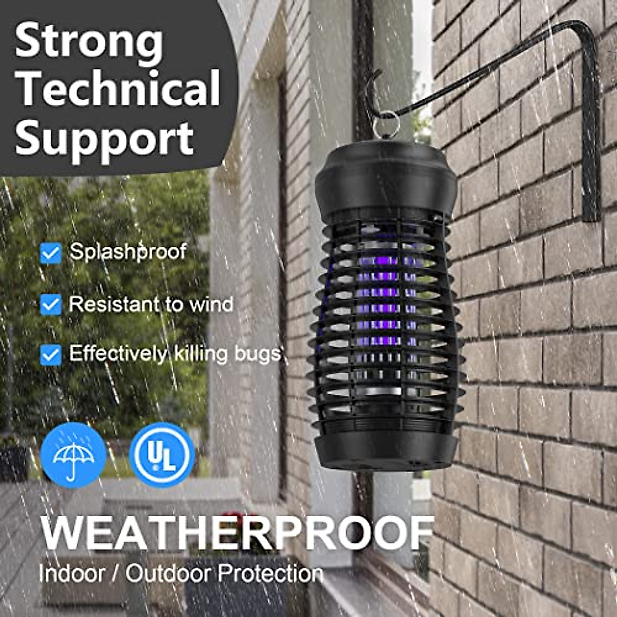 Kaocomo Bug Zapper for Outdoor - 15W High Powered Waterproof Electric Mosquitoes Zapper Killer, Insect & Fly Trap, Light Bulb Lamp