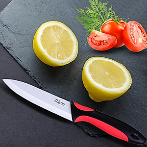Zhiyun Paring knife 2 pcs Ceramic Knives 4 Inch Fruit Knife, Zirconia Blade with Ergonomic Comfort Handle,use for Fruit Vegetable Bread and Meat,2 knives with covers(Green and Black)