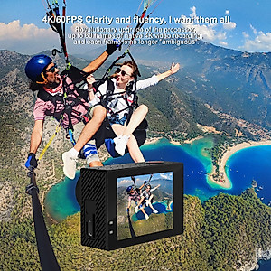 SJCAM SJ6Pro 4K60fps 24MP Dual Screen Action Camera with WiFi, 6-aixs Image Stabilization,170° FOV 8X Zoom, Underwater 40m Waterproof Camera Support External MIC, 2 * 1000mAh/64G Card/Ride Kits