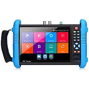 WSDCAM CCTV Camera Tester 7 inch IPS Touch Screen Monitor CCTV Tester with POE/4K H.265/HDMI Output/RJ45 TDR/Self-Installing APP/8G TF Card/Firmware Upgraded 9800-Plus