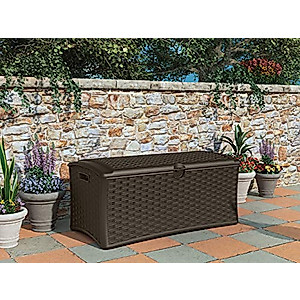 Suncast 72 Gallon Resin Outdoor Patio Storage Box, Java