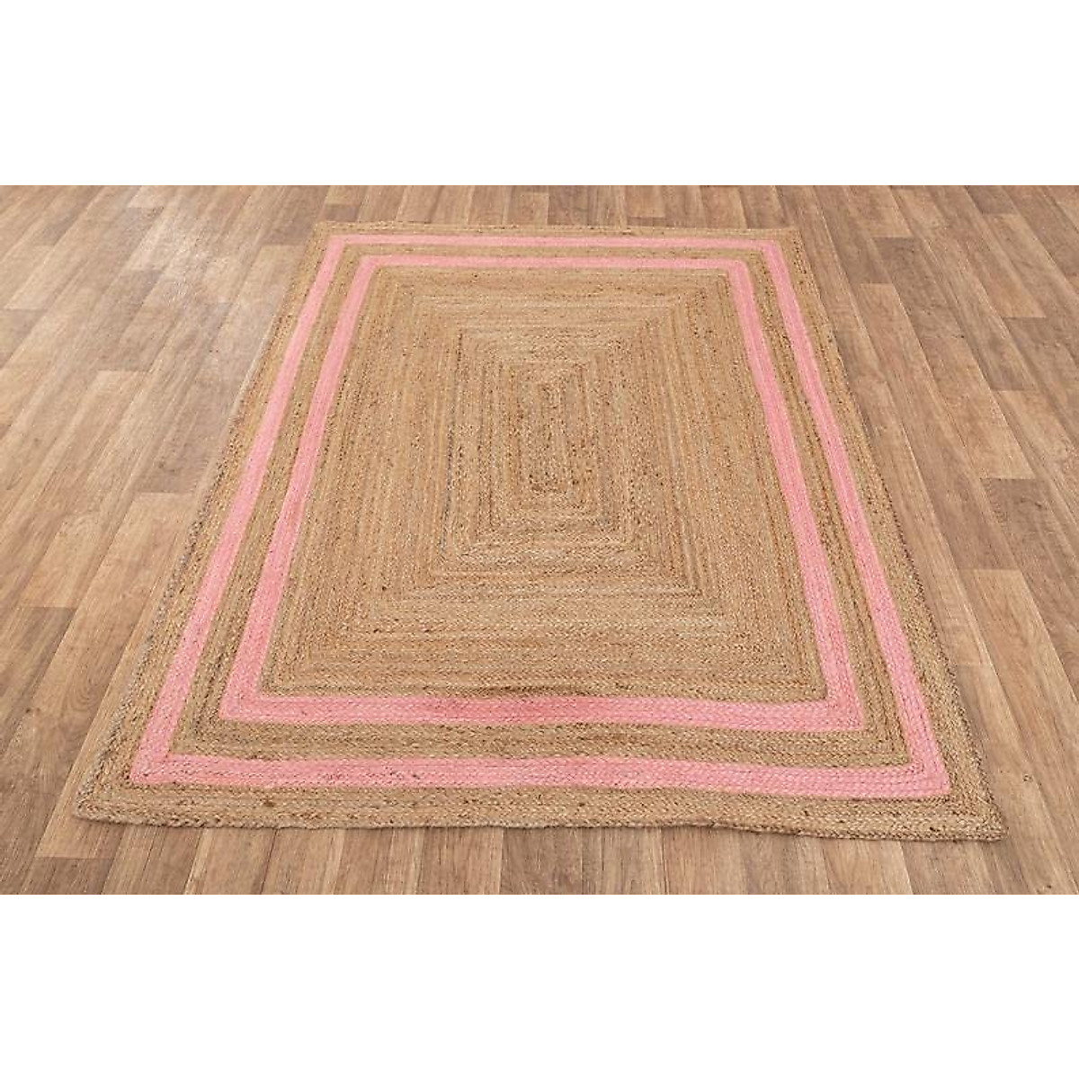 3x5 4x6 5x8 6x9 8x10 9x12 Ft. Indian Hand Braided Pink Stripes Jute Rectangle Handmade Rug Bohemian Jute Rug Round Jute Rug Office Sisal Rug (2x3 feet Jute Rug, Brown + Black Line)