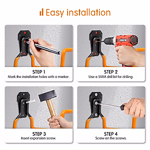 NEO-TEC Garden Hose Reel Heavy Duty Hose Holder Durable Water Hose Hook Wall Mounted w/Screw up to 100ft 1pc Orange