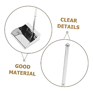 STOBAZA Stainless Steel Trash Shovel Kitchen Cleaning Shop Dustpan Long Handle Dustpan Upright Dust Pan Upright Lobby Dust Pan Industrial Dust Pan Handheld Garbage Dustpan Handled Silver