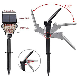 T-SUN Solar Spotlights Solar Landscape Light 16 LED Solar Outdoor Lights, Warm Light IP65 Waterproof Solar Spot Light Garden Lights for Yard Lawn Path 6 Pack