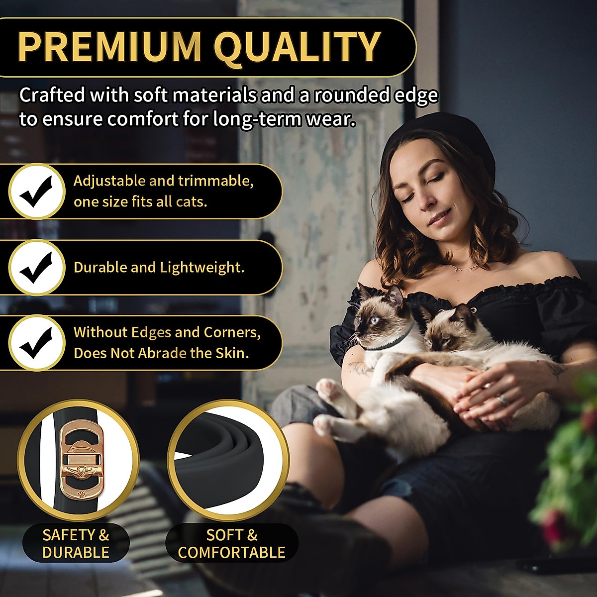 YOTANGO 4 Pack Flea Collar for Cats, 32 Months Flea and Tick Prevention for Cats, Waterproof Cat Flea Collar, Cat Flea and Tick Treatment, Adjustable Flea and Tick Collar for Cats Kittens-Black