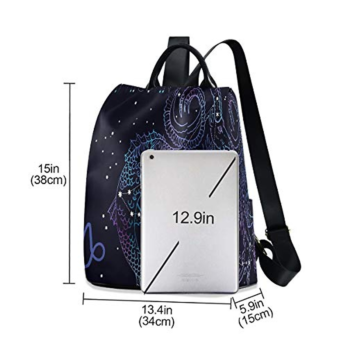ALAZA Capricorn Zodiac Sign and Constellation Backpack Purse with Adjustable Straps for Woman Ladies
